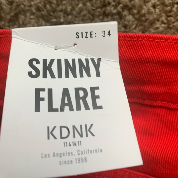 Kdnk | Jeans | Brand New Kdnk Skinny Flared Stacked Red Jeans Size 34 ...